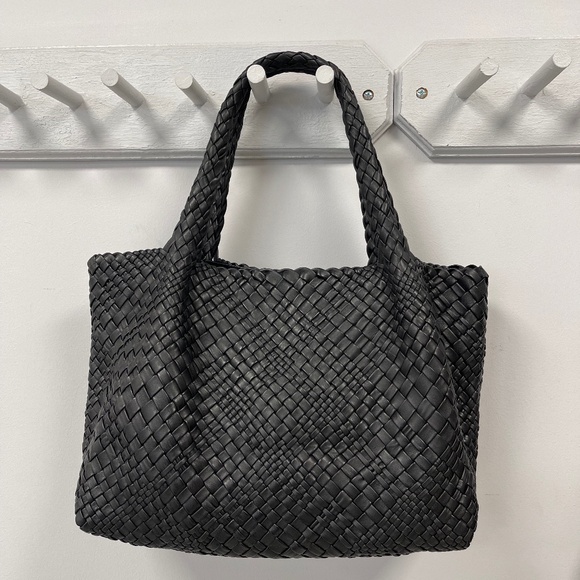Falor | Bags | Falor Made In Italy Leather Woven Tote Black | Poshmark